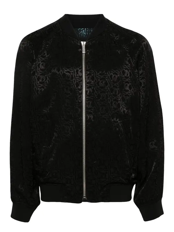 Just Cavalli Logo-jacquard Bomber Jacket - Black