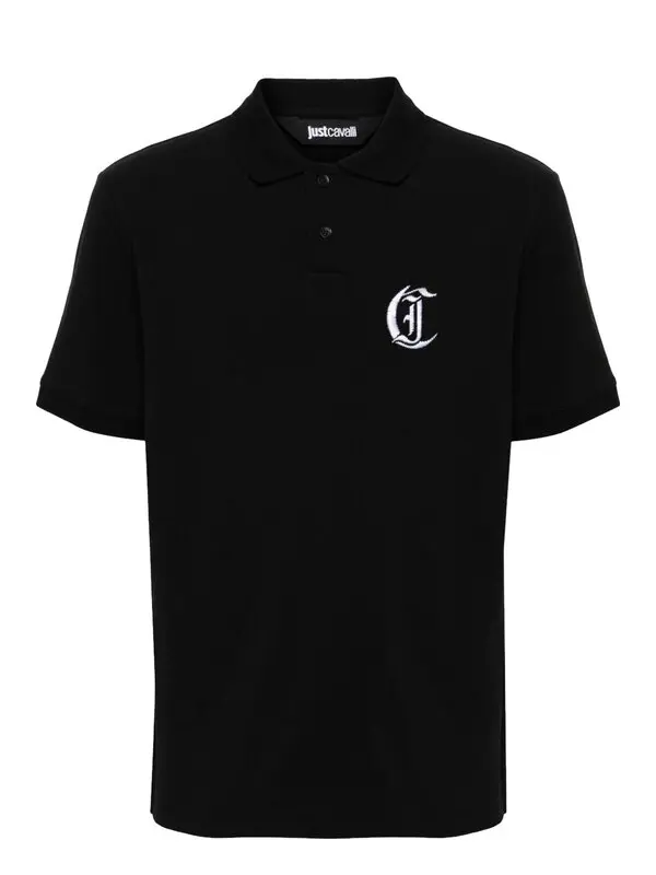 Just Cavalli Monogram-embroidery Polo Shirt - Black
