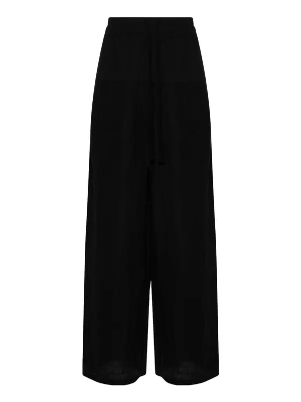 THOM KROM Chambray Linen Wide Trousers - Black