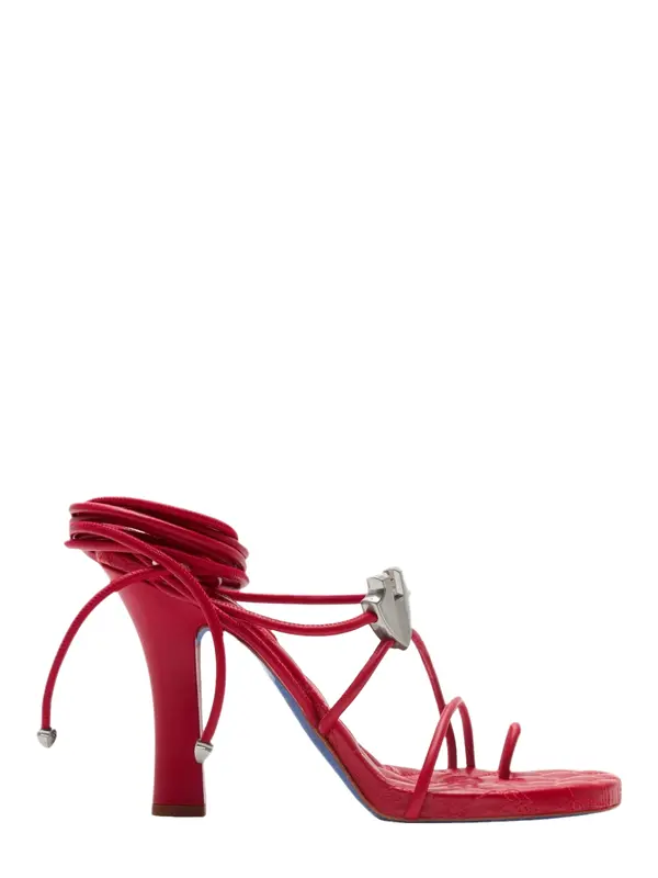 Burberry Ivy Shield Strappy Sandals - Red