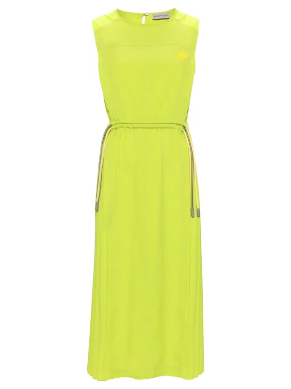 Moncler Logo-appliqué Pleated Midi Dress - Green