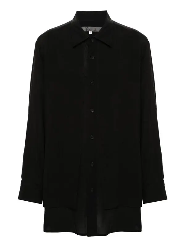 Y’s Overlapping Button-up Shirt - Black