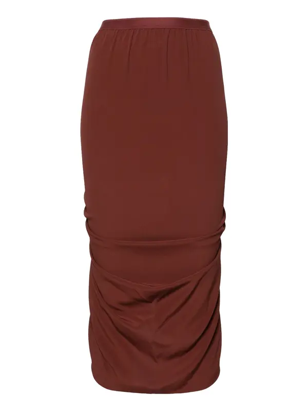Rick Owens Draped Midi Skirt - Brown