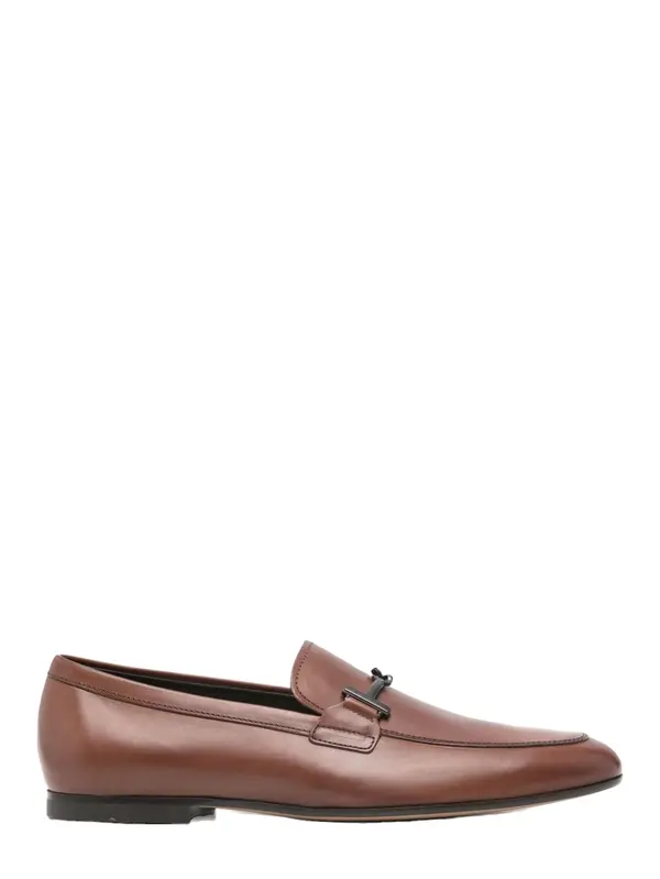TOD'S T Ring Leather Loafers - Brown