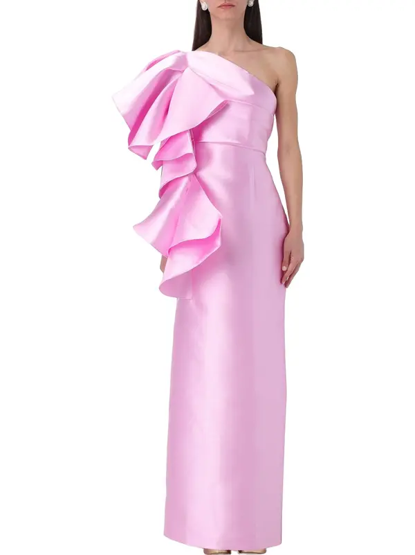 Solace London One-shoulder Ruffled Gown - Blush Pink