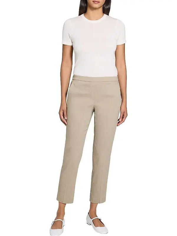 Theory Treeca 'good Linen' Pull-on Pants - Soft Taupe