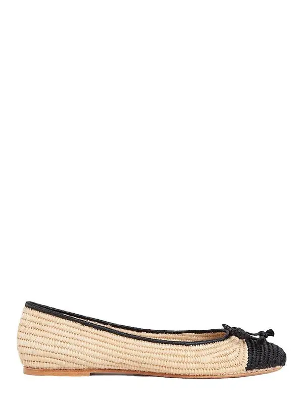 PALOMA BARCELO Idara Raffia Ballet Flats - Black
