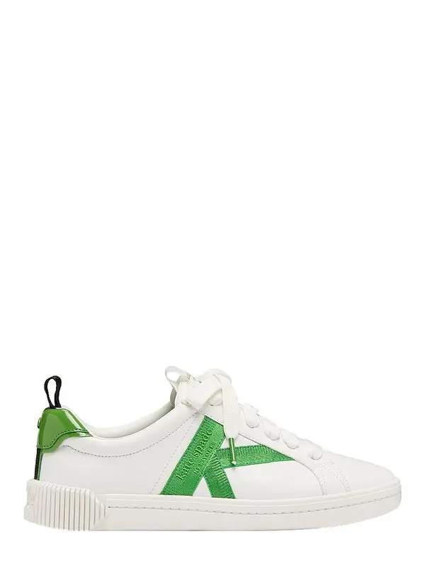 Kate Spade New York Signature Low Top Sneakers - True White/ks Green