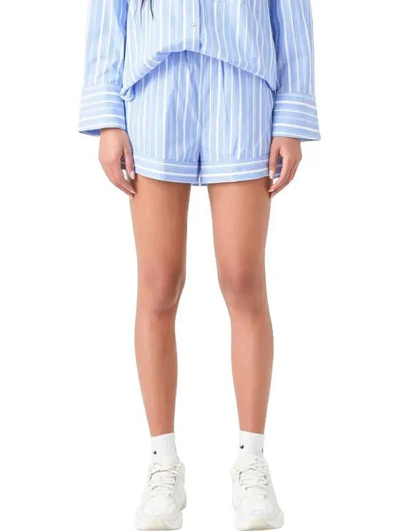 GREY LAB Stripe Cotton Shorts - Blue