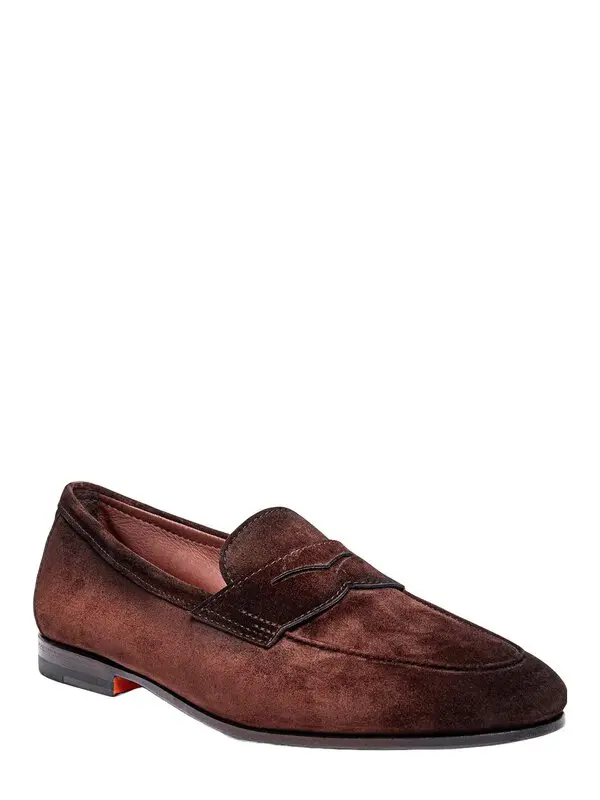 Santoni Carlos Penny Loafer - Brown-s26