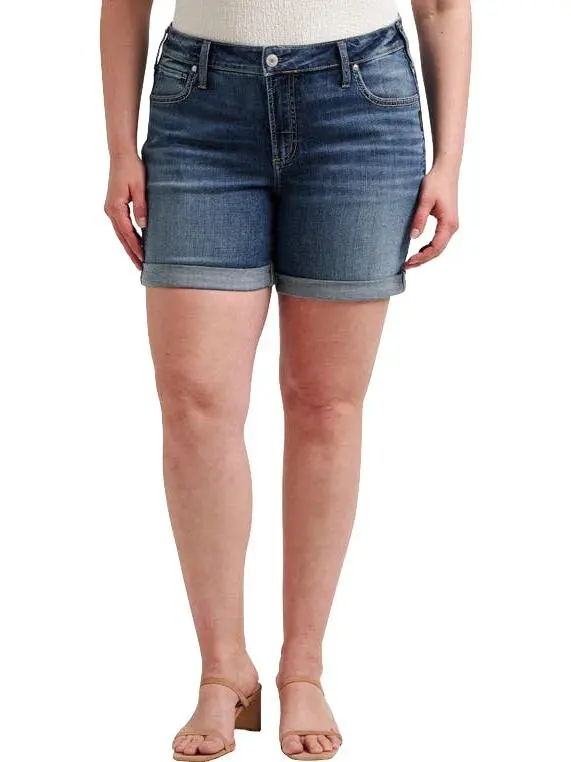 SILVER JEANS CO. Mid-rise Denim Boyfriend Shorts - Indigo