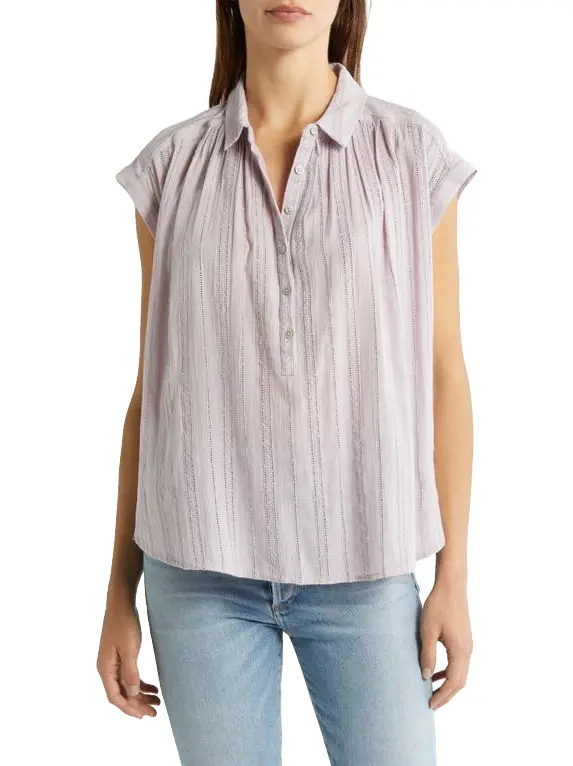 Lucky Brand Lace Detail Pullover Top - Iris