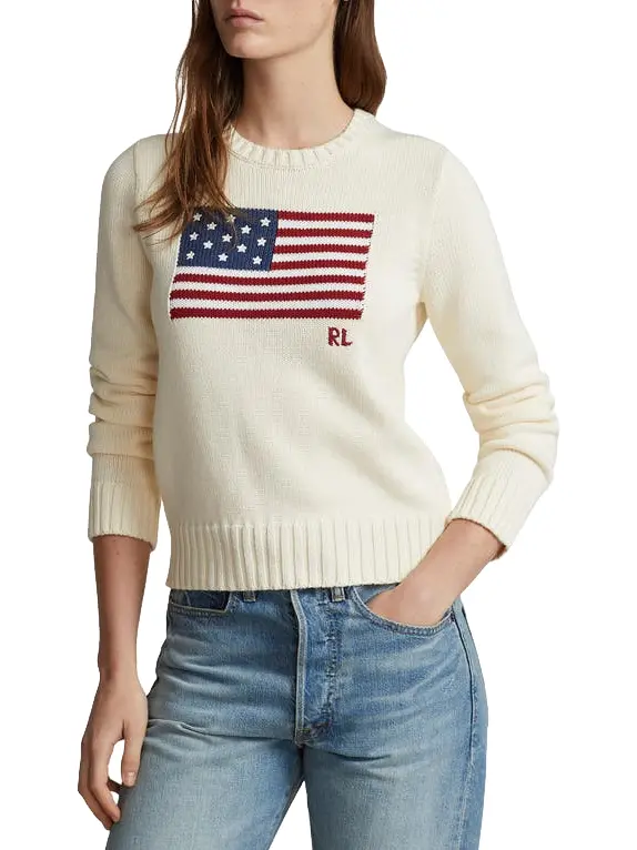 Polo Ralph Lauren Flag Crewneck Sweater - Cream