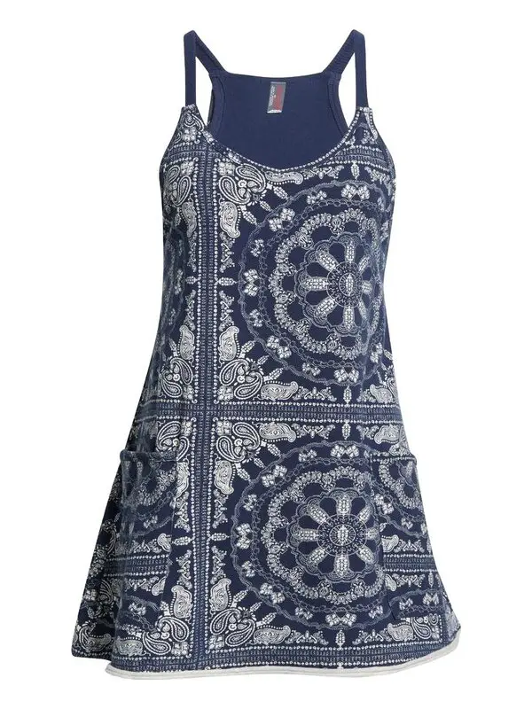 Free People Hot Shot Printed Minidress - Bandana Navy Combo
