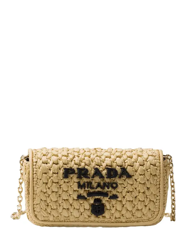 Prada Logo Crochet Clutch Bag - Naturale Nero