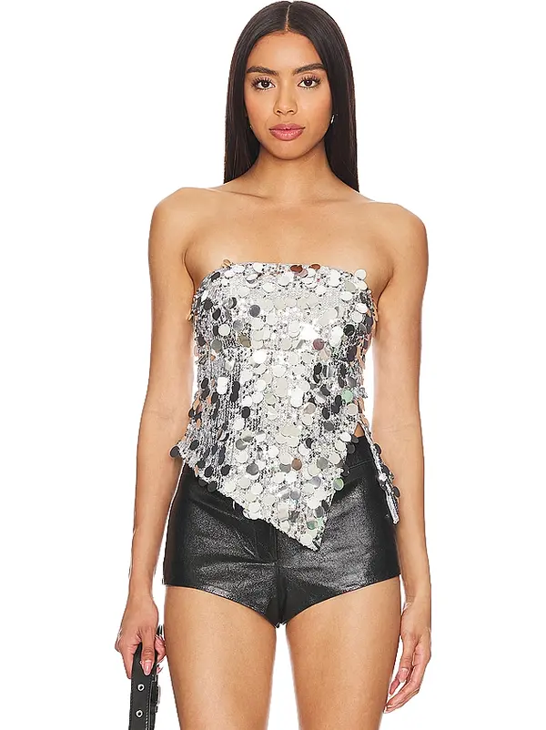 Superdown Cordilla Strapless Top - Silver