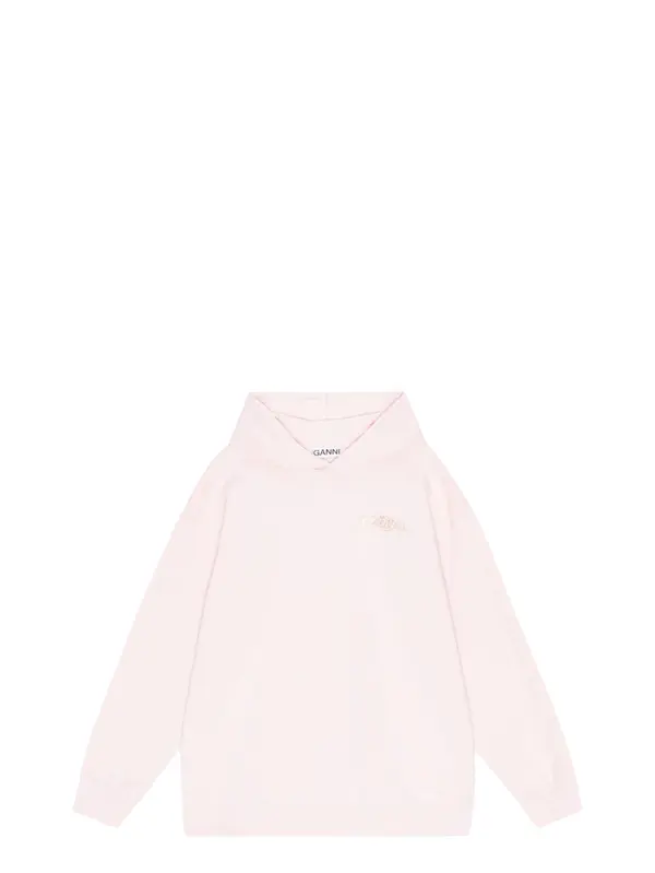 GANNI Logo-print Cotton Hoodie - Pink