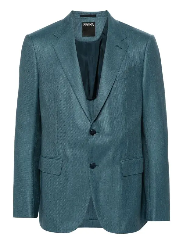 Zegna Twill Single-breasted Blazer - Blue