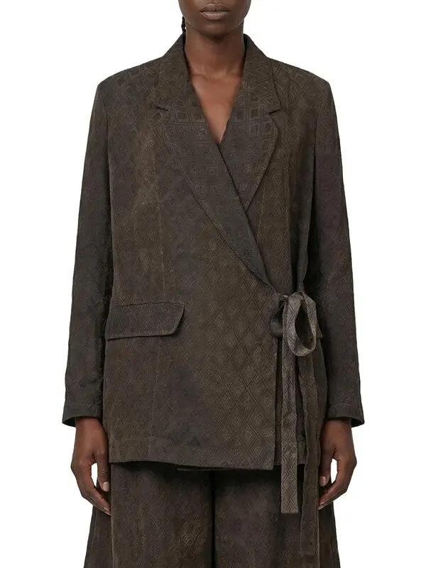 UMA WANG Tie Detailed Jacket - Brown