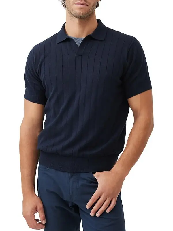 Rodd & Gunn Freys Crescent Knit Short Sleeve Polo Sweater - Midnight