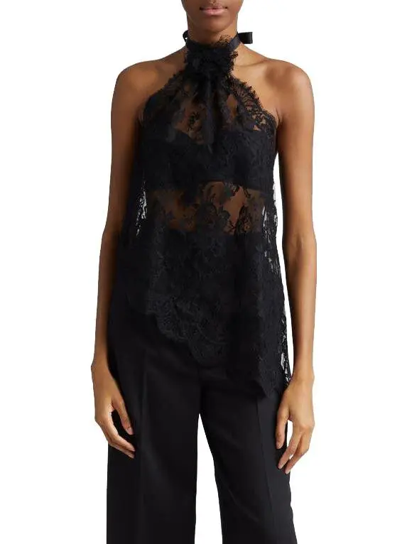 Dolce & Gabbana Floral Lace Halter Top - N0000 Nero