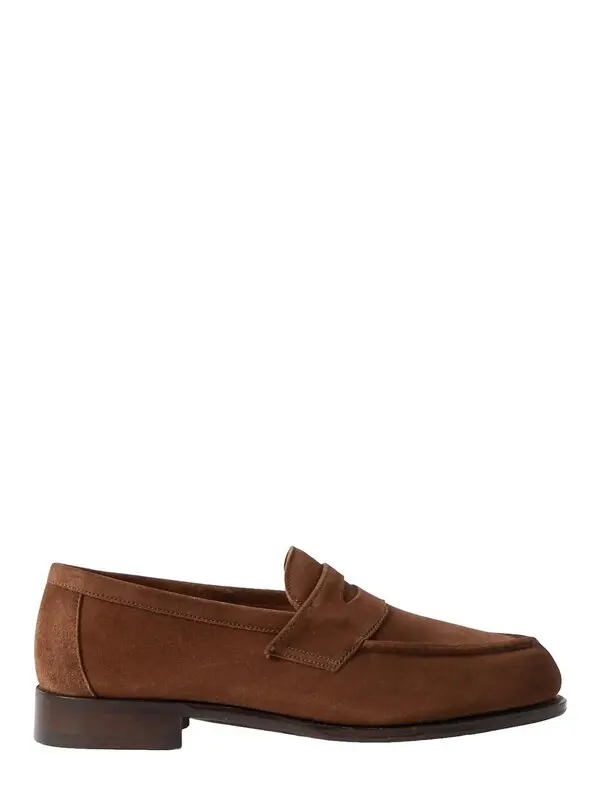 George Cleverley Cannes Suede Penny Loafers - Brown