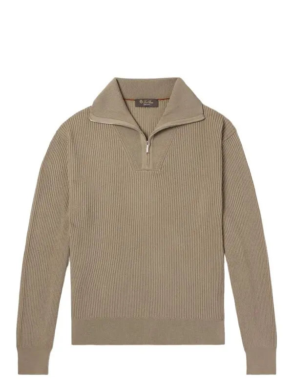 Loro Piana Akan Ribbed Half-zip Sweater - Neutrals
