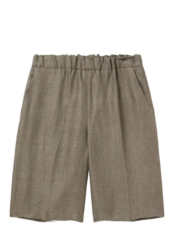 PIACENZA CASHMERE 1733 Tapered Linen-twill Bermuda Shorts - Green