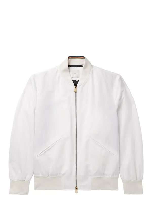 Paul Smith Cotton And Ramie-blend Bomber Jacket - White