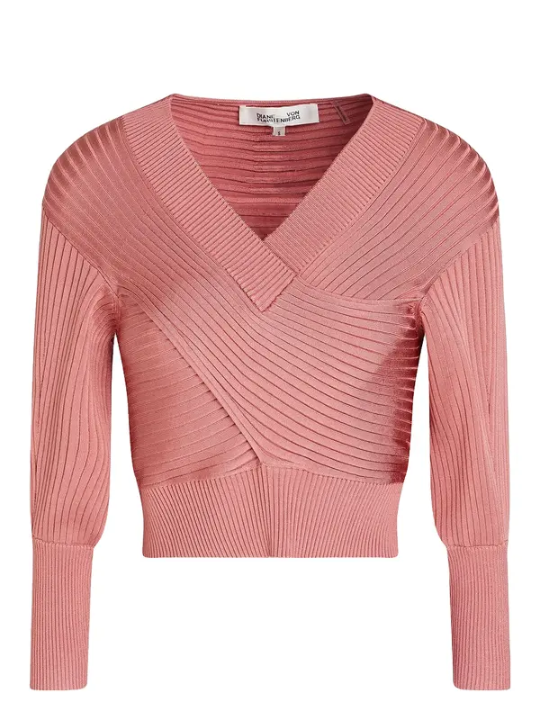 Diane Von Furstenberg Cropped Ribbed-knit Sweater - Antique Rose