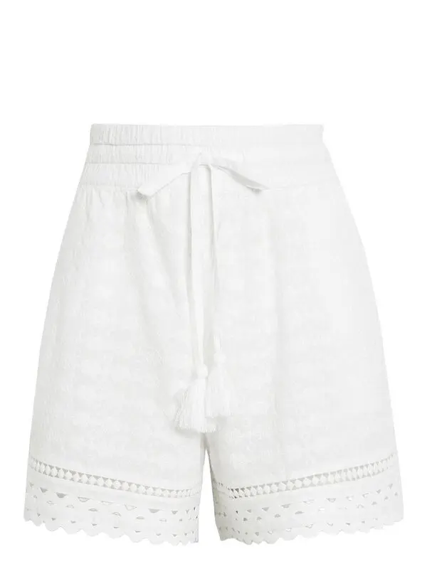 Veronica Beard Tijana Embroidered Cotton Shorts - White