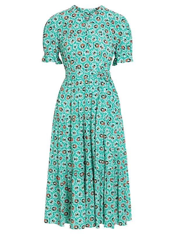 Diane Von Furstenberg Kramer Tiered Midi Dress - Turquoise