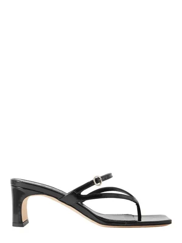 AeydĒ Giselle Glossed-leather Sandals - Black