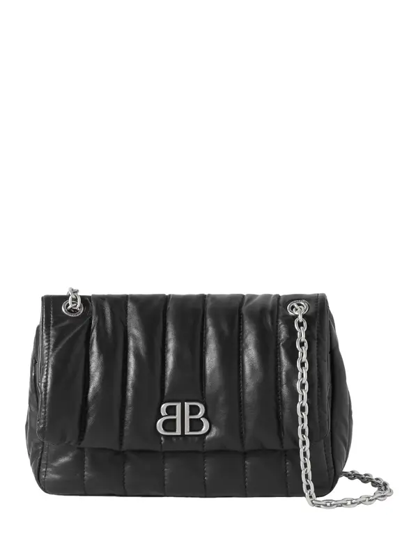 Balenciaga Monaco Mini Padded Quilted Leather Shoulder Bag - Black