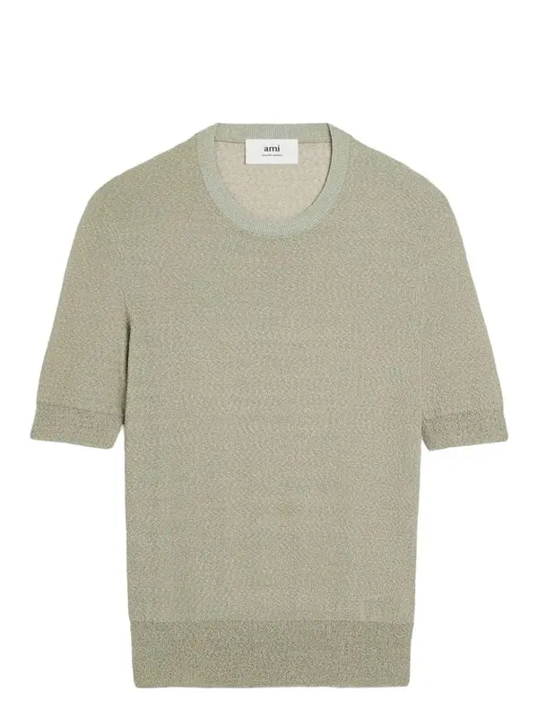Ami Textured Round-neck Knitted Top - Green