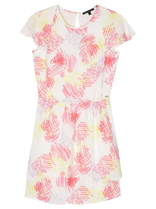 Armani Exchange Graphic-print Flared Dress - White