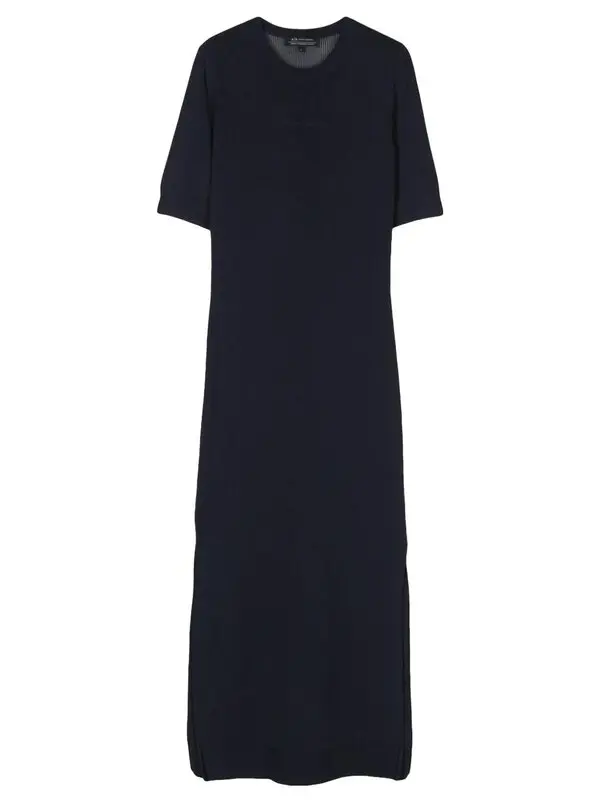 Armani Exchange Logo-embroidered Maxi Dress - Blue