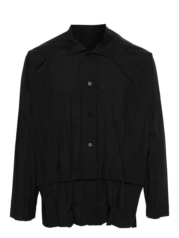 Issey Miyake Layered Plissé Shirt - Black