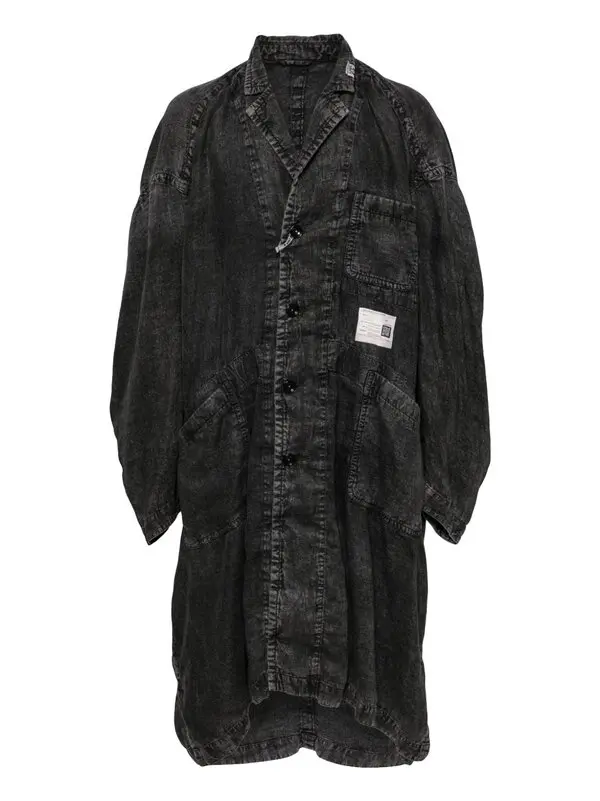 Mihara Yasuhiro Linen Single-breasted Coat - Black