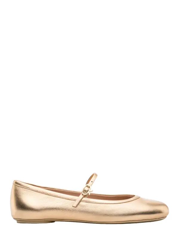 GIANVITO ROSSI Carla Buckled Ballerinas - Gold