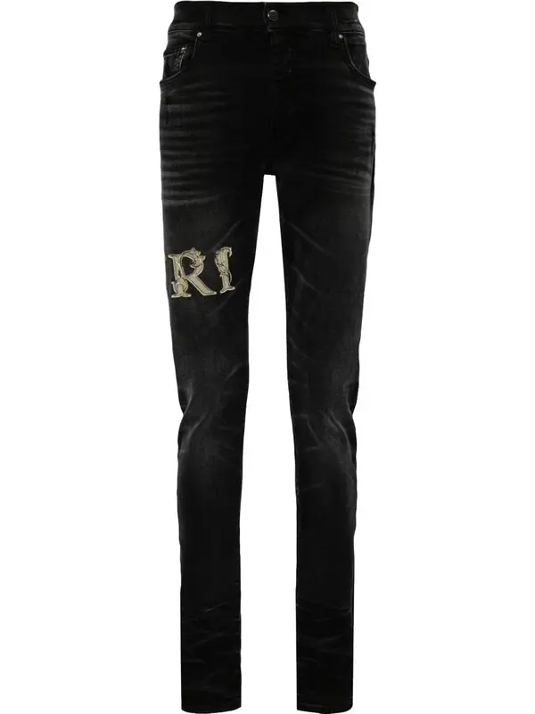Amiri Logo-appliqué Skinny-cut Jeans - Black