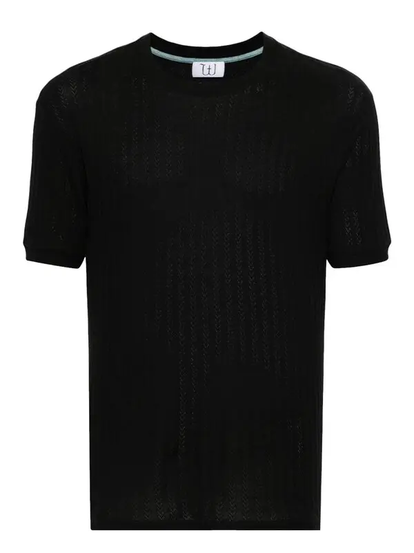 WINNIE N.Y.C Pointelle-knit Cotton T-shirt - Black