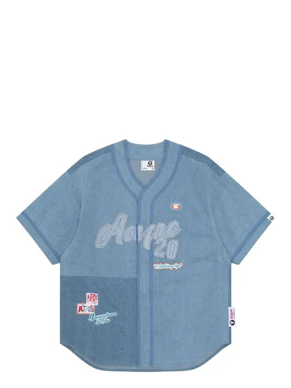 A BATHING APE Aape * Logo-appliqué Denim Shirt - Blue