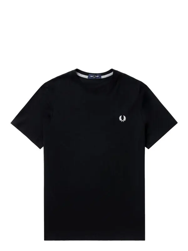 Fred Perry Logo-embroidered Cotton T-shirt - Black