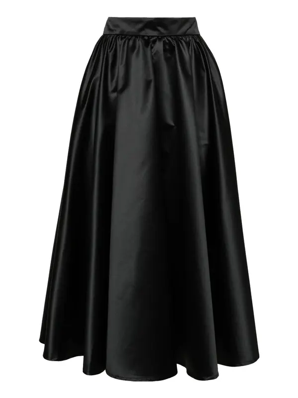 Patou Volume Satin Midi Skirt - Black