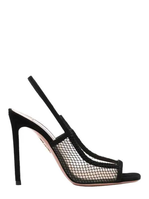 AQUAZZURA Mesh-panelling Suede Sandals - Black