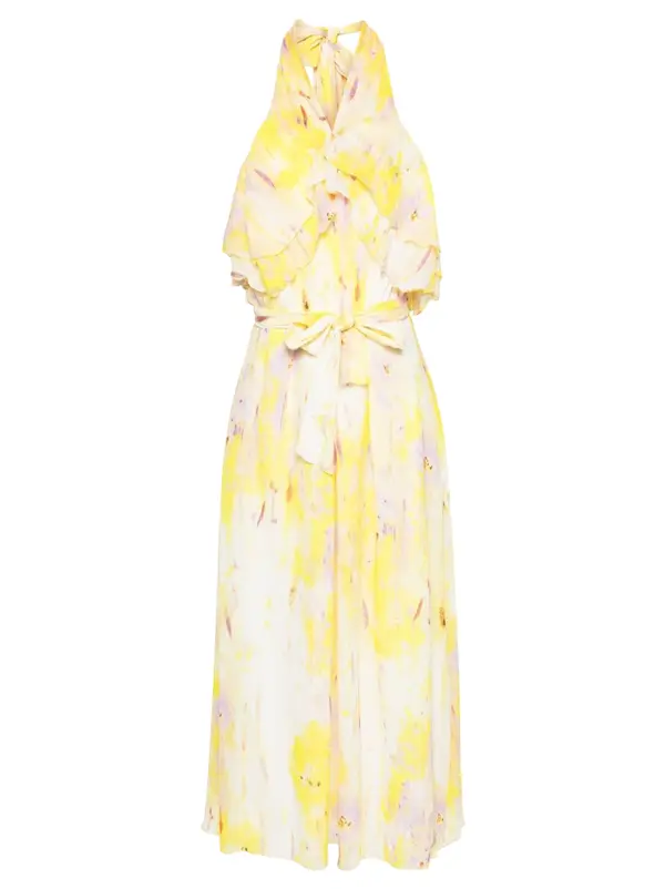 MSGM Floral-print Maxi Dress - Yellow