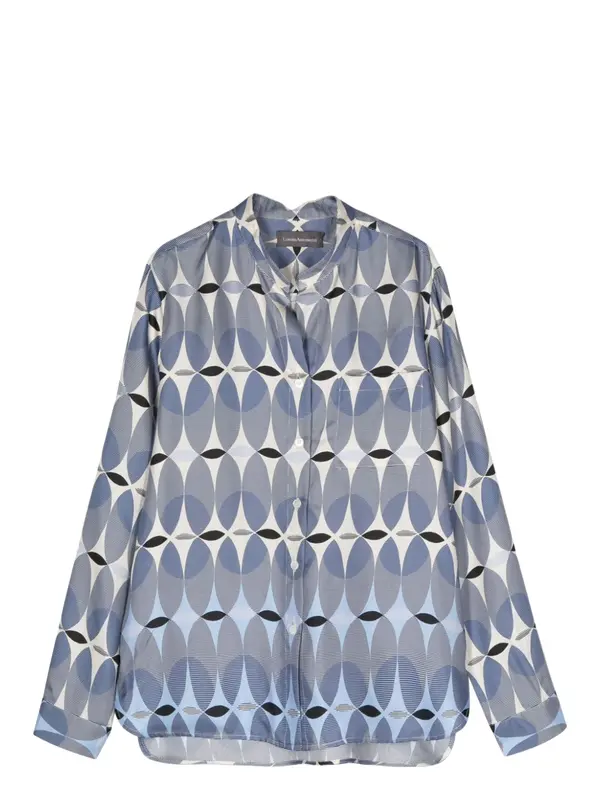 Lorena Antoniazzi Monogram-pattern Silk Shirt - Blue