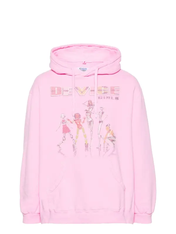 DOUBLET Graphic-print Cotton Hoodie - Pink