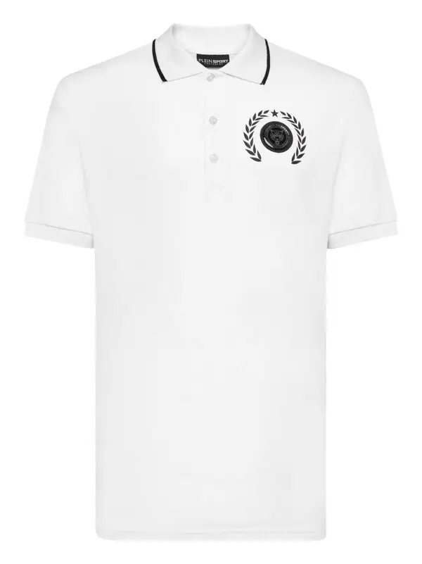 PLEIN SPORT Logo-print Cotton Polo Shirt - White